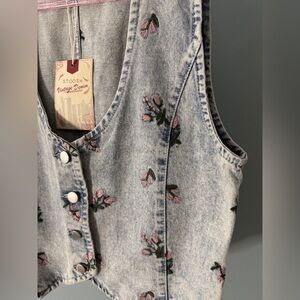 Stoosh | Jackets & Coats | Denim Embroidered Vest Chic Blush Floral ...